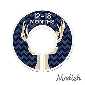 Modish Labels Baby Clothes Size Dividers, Baby Closet Organizers, Size Dividers, Baby Closet Organizers, Closet Dividers, Clothes Organizer, Nursery, Boy, Woodland, Deer, Navy, Tan, Gray (Baby)