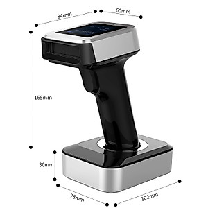 Symcode 2D QR Bluetooth Barcode Scanner with Screen Display with Charging Base,3 in 1 Compatible with Bluetooth & 2.4GHz Wireless & Wired Connection with 1.8 inch TFT Color LCD Screen