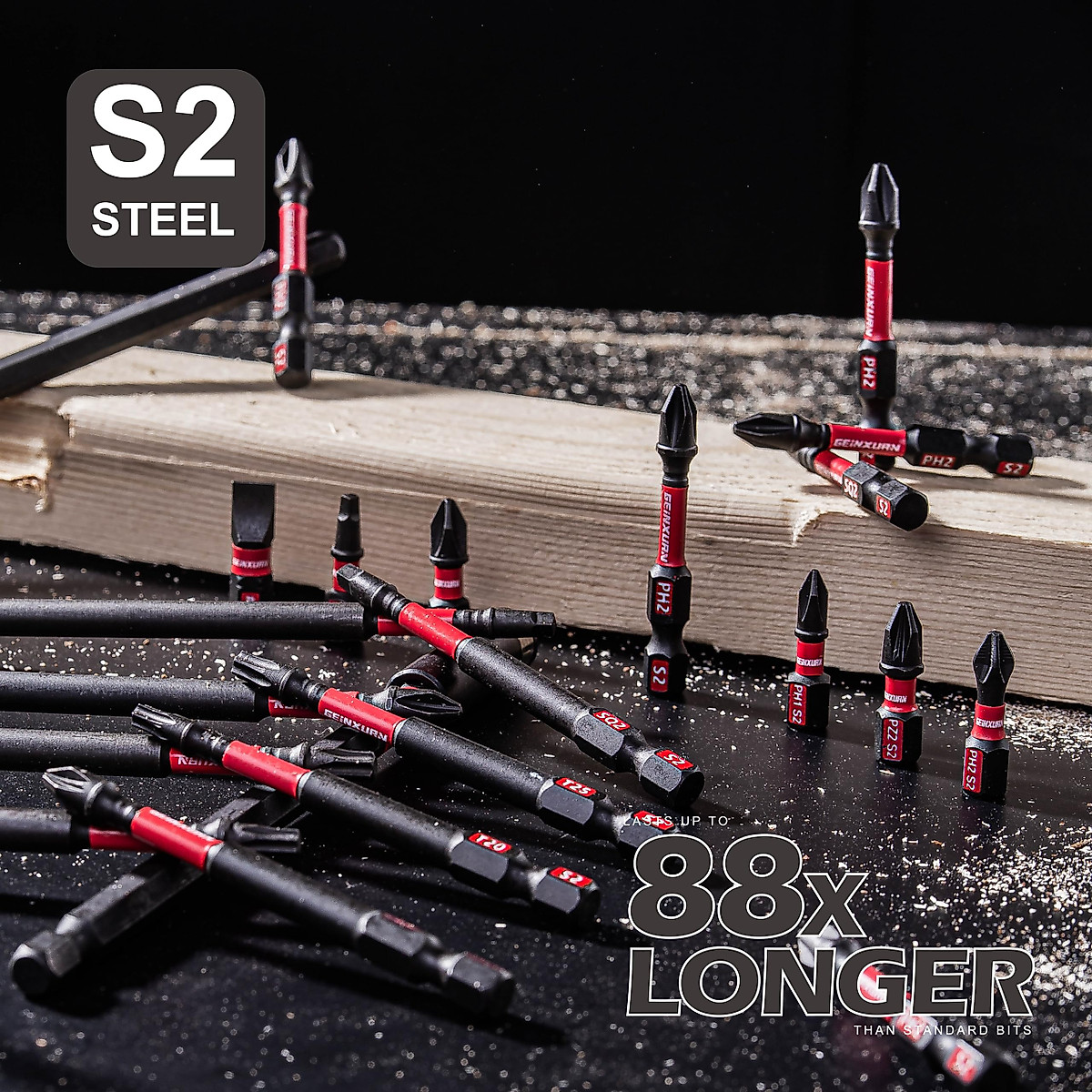 GEINXURN Impact Tough Magnetic Mixed 46Pack Insert Driver Bits, S2 Alloy Steel Screwdriver Power Bits Set with 1Pcs Impact Magnetic Bit Holder and Mini Wrench