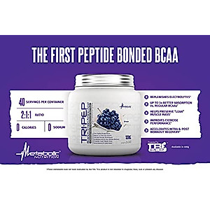 Metabolic Nutrition - TRIPEP - Tri-Peptide Branch Chain Amino Acid, BCAA Powder, Pre Intra Post Workout Supplement, Grape, 400 Grams (40 Servings)