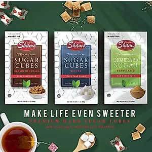 Shams Kosher Sugar Cubes – White Pure Cane Sugar Cubes, Non-GMO, Vegan, Certified Kosher, Sugar Cubes for Coffee, Cocktails, Tea 17.6 Ounce