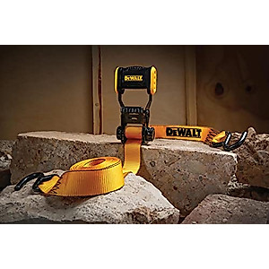 DEWALT DXBC18002 Black/Yellow 1.25" x 12' Ratchet Tie Down Straps - Light-Weight Cargo Hauling (1800 lb Break Strength), 2 Pack