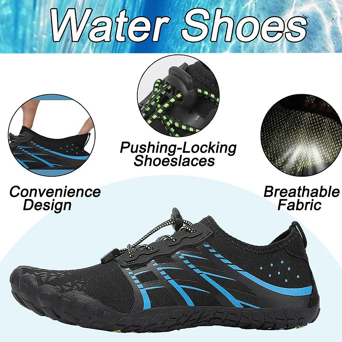 LIZRHA Water Shoes Men Water Shoes for Women Mens Water Shoes Beach Shoes for Mens Womens Aqua Swim Shoes Quick Dry Water Shoes Aqua Shoes for Pool Beach Boat Surf Walking Water Park Yoga