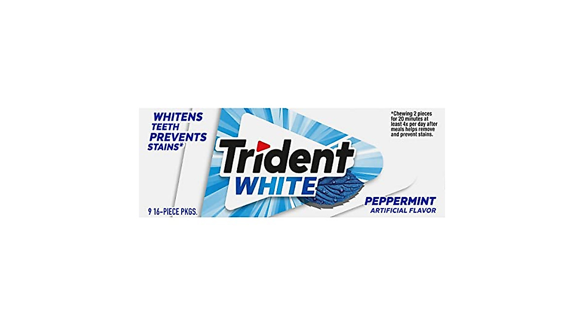 Trident White Peppermint Sugar Free Gum - Fresh Breath and Whiten Teeth