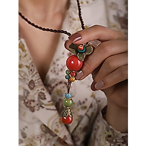 MINACHI Bohemian Flower Colorful Ceramic Beads Necklace, Tricolor Beaded Jewelry, Gifts for Women and Girls (1)