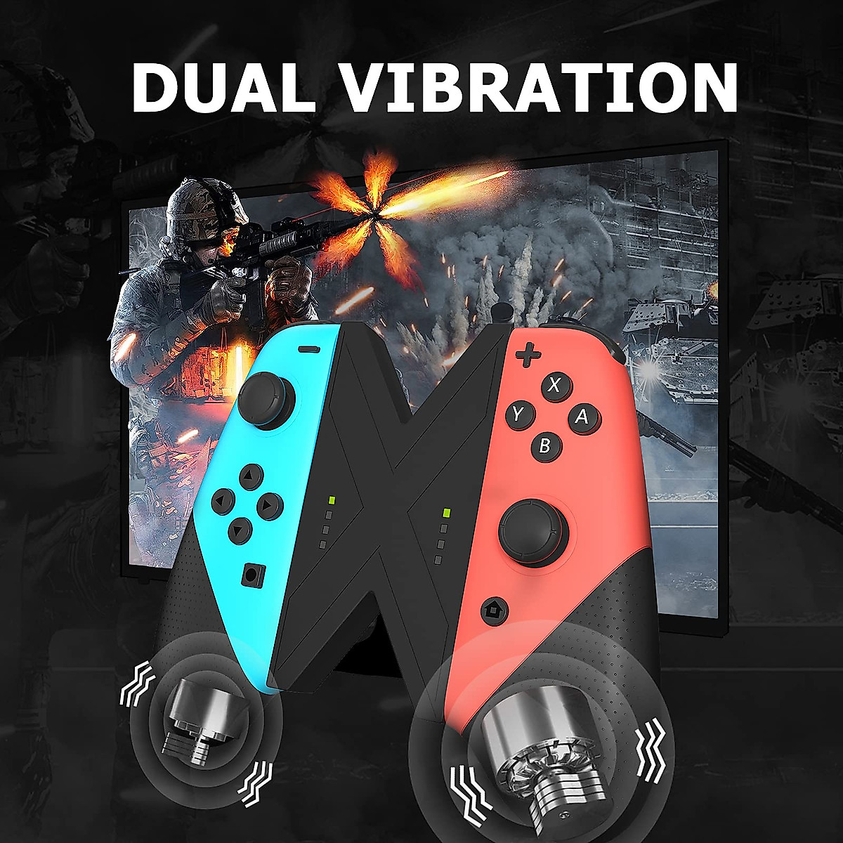 Joycon Controller Replacement for Switch Joycon,Alternatives for Left and Right Joy Con Controller,L/R Switch Controller Support Wake-up Function with Grip Stand (Blue and Red)