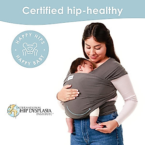 Sleepy Wrap Baby Carrier Newborn to Toddler - Hands-Free Baby Carrier Wrap - Stretchy Baby Wrap - Ergonomic Baby Wraps Carrier - Lightweight Baby Carrier Sling - Baby Body Carrier 7-35 lbs (Dark Gray)