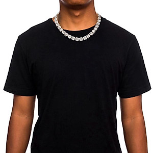HH BLING EMPIRE Iced Out Chains for Men Silver and Gold Diamond Tennis Necklaces-Mens Hip Hop Baguette Tennis Chains (Cluster-Silver-18)