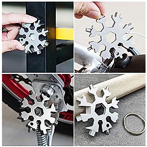18-in-1 Snowflake Multi tool, Easy N Genius Stainless Steel Snow Multitools Bottle Opener-Screwdriver-Wrench, Cool Gadgets Gift Idea. (Colorful)