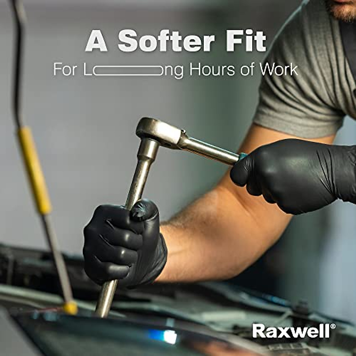 Heavy Duty Disposable Gloves Latex Free | 6.5 Mil Black Nitrile Gloves Medium | 100 Count Powder Free Chemical Resistant Gloves | Food Grade, Food Safe, | Janitorial, Kitchen, & Mechanic Gloves