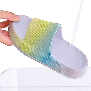 FJPTREN Kids Cloud Shoes Girls Boys Slippers Sandals Cushioned Non Slip Slippers Lightweight Shower Shoes Kids Platform Thick Sole Slides Kids Slip on Sandals Rainbow Size 13 M Little Kid