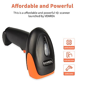 VENREA QR 1D Barcode Scanner, USB Wired Handheld High Speed QR Code Reader Compatible for Windows/Mac Square POS System Mobile Payment 1D Code on PC and Phone Screen