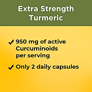 Nature Made Extra Strength Turmeric Curcumin with Black Pepper, 1000mg Turmeric extract (950mg Curcuminoids) per serving, Supports Healthy Inflammation Response, 60 Vegetarian Capsules, 30 Day Supply