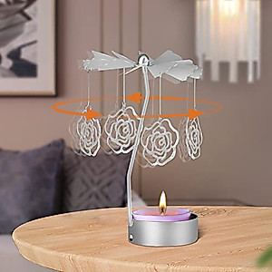 Tea Lights Candles Holders - Scented Tea Lights Candles Silver DIY Spinning Tealight Candle Holder &amp;12pcs Scented Tealight Candles Decorative Christmas Wedding Candles Sets for Home Decor