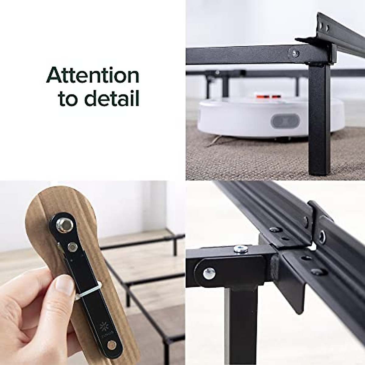 ZINUS Michelle Compack 9-Leg Support Bed Frame, for Box Spring and Mattress Set, Full, Black