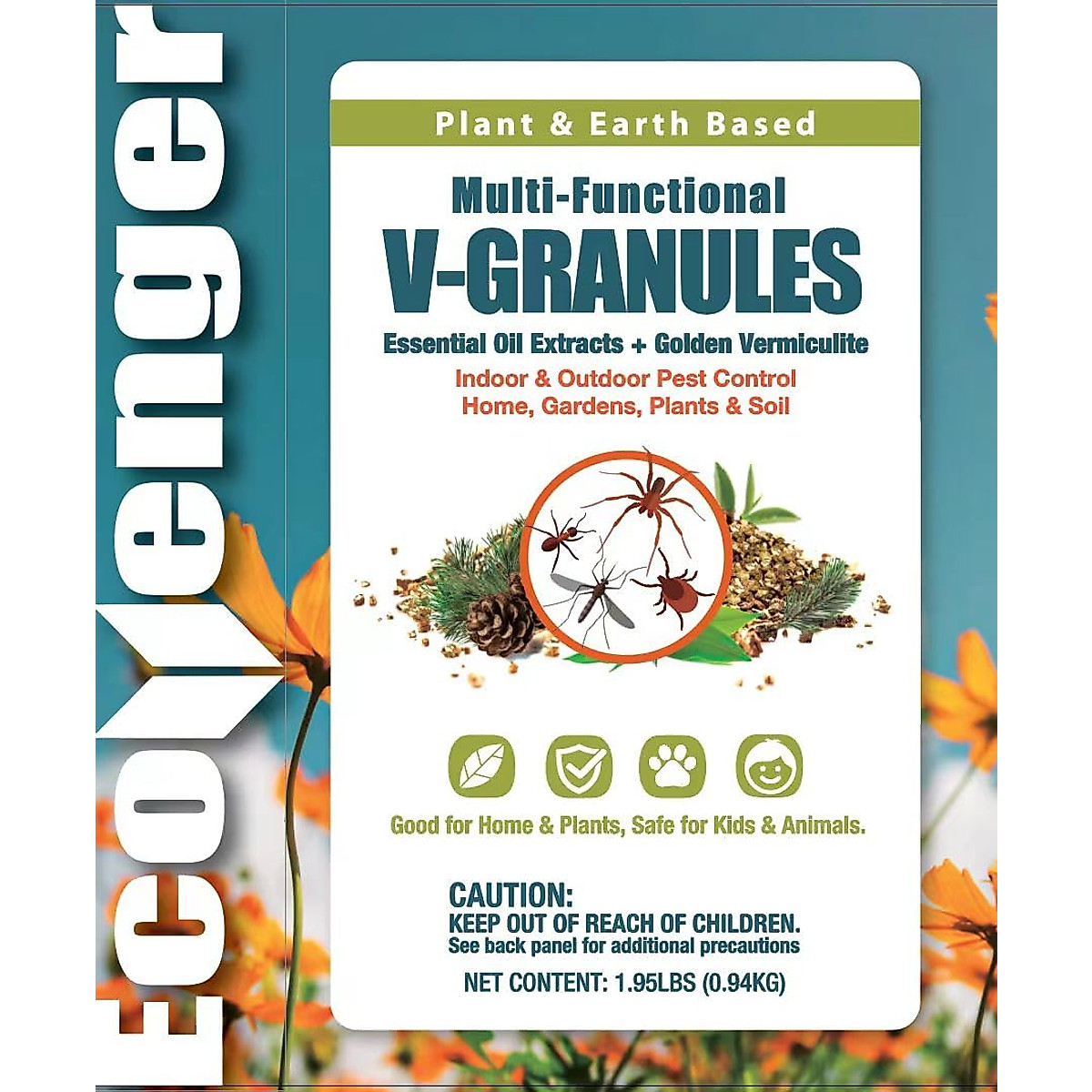 EcoVenger Multi-Purpose V-Granules 1.95LB Jug, Horticulture or Household Use for Indoor & Outdoor Protection Against Insects and Rodents, Improves Soil & Promotes Rooting, 100% Natural, Safe for Kids