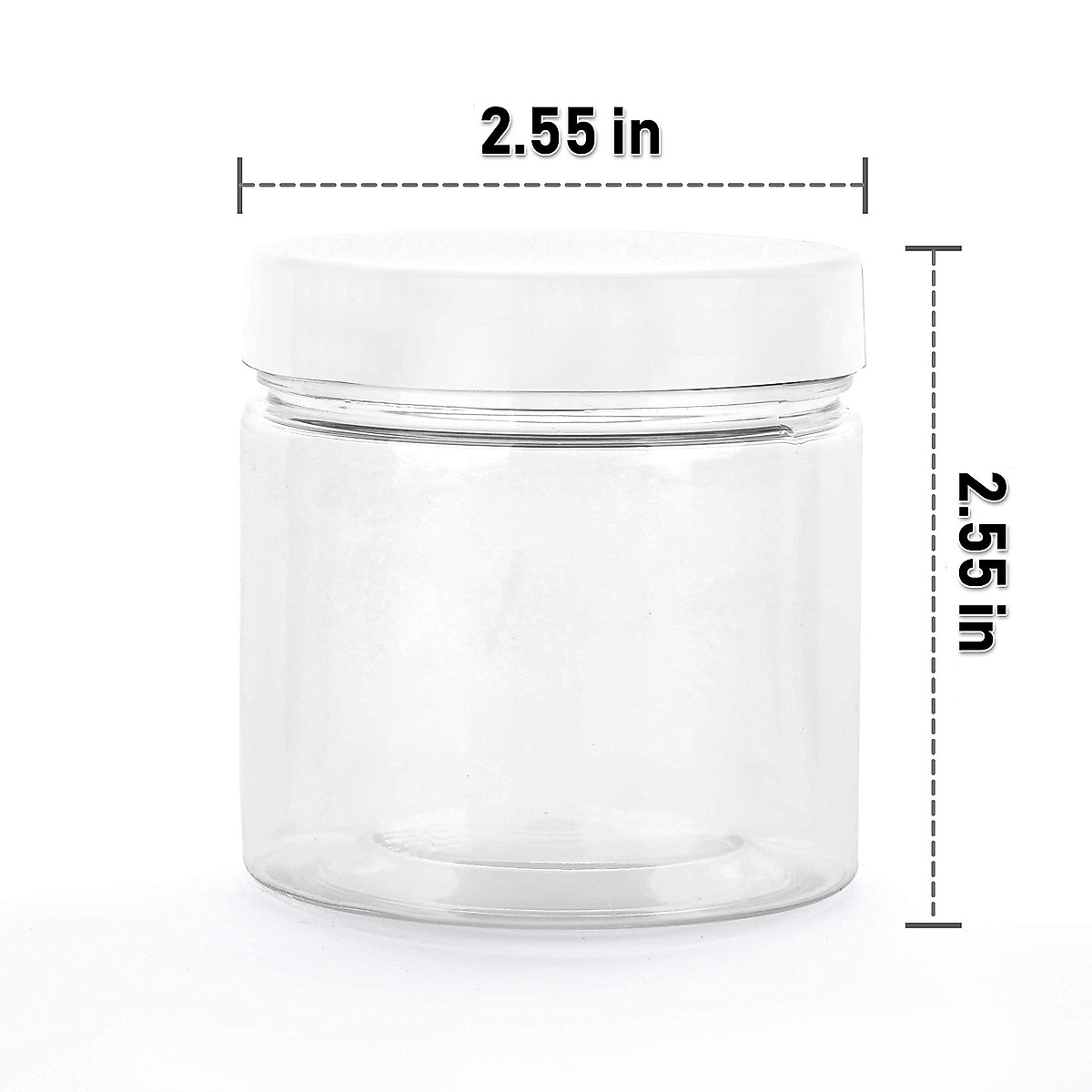 Healthy Packers 4oz Plastic Jars with Lids - Small Clear Jars with Lids - Lotion Containers with Lids | 4 oz Plastic Mason Jars with lids | Cream and Cosmetic Jars (12 pack) (White)