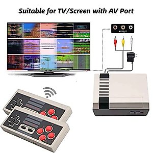 Classic Mini Retro Game Console with Built-in 620 Video Games and 2 Classic Wireless Controllers,AV Output Game System for Kids and Adults Ideal Gift.