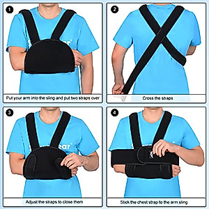 supregear Arm Sling Shoulder Immobilizer, Adjustable Lightweight Medical Comfortable Shoulder Support Breathable Rotator Cuff Brace for Broken Fractured Bones Dislocation, Can Be Used Day or Night