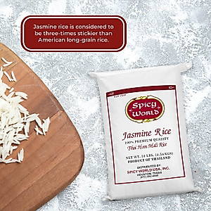 Spicy World Jasmine Rice 10 Pound Bag - Thai Hom Mali Premium Variety ~ By Spicy World