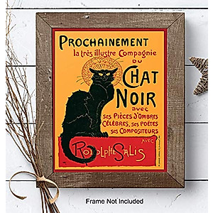 Le Chat Noir - The Black Cat - 8x10 Vintage French Poster Print - Steinlen Cats - Cat Wall Art - Cat Room Decor - Cat Lover Gifts for Women - Living Room Decor