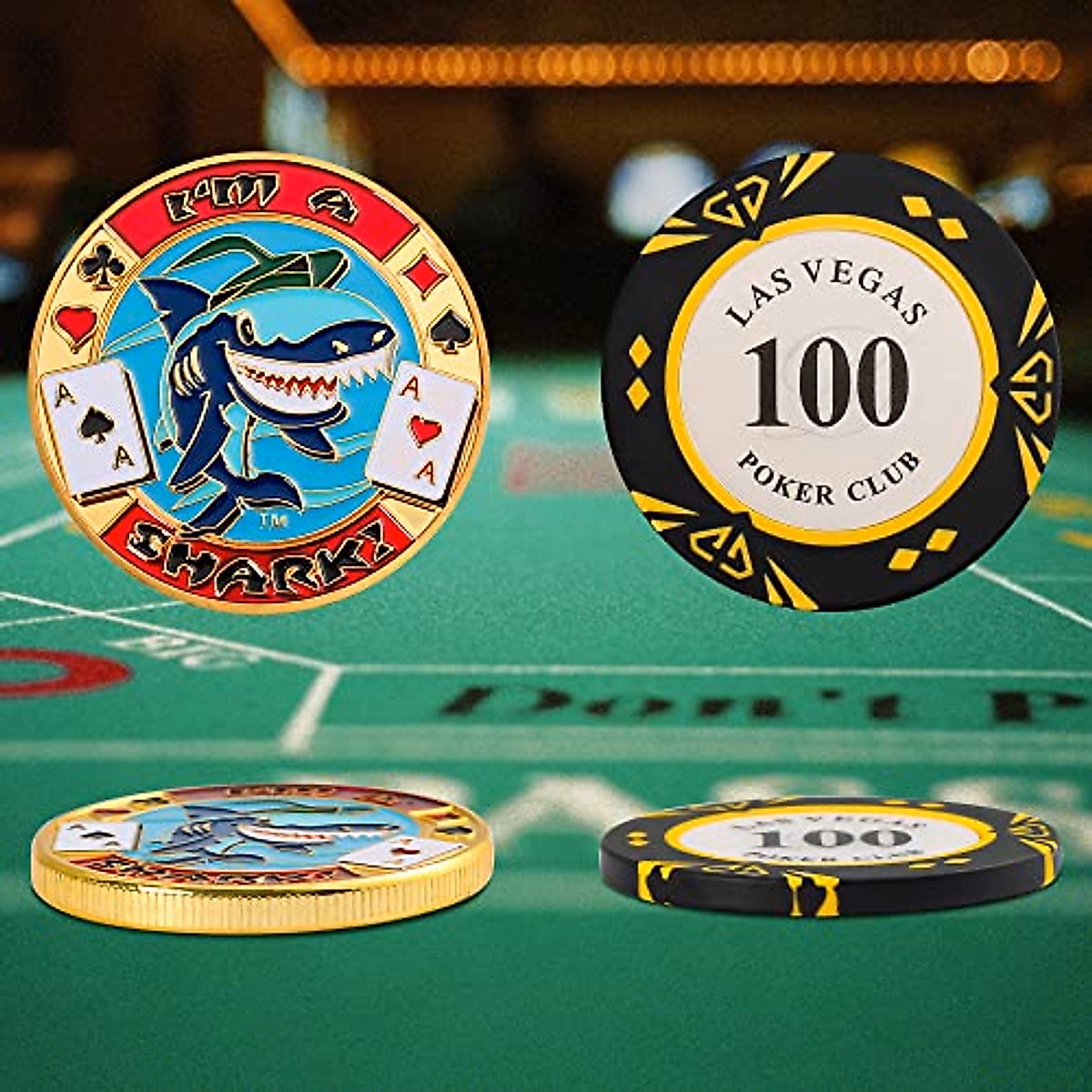 Poker Guard, Weights for Poker, Poker Gifts for Men, Poker Card Protector, Poker Accessories, Poker Chips with Plastic Case (Lucky Horseshoe)