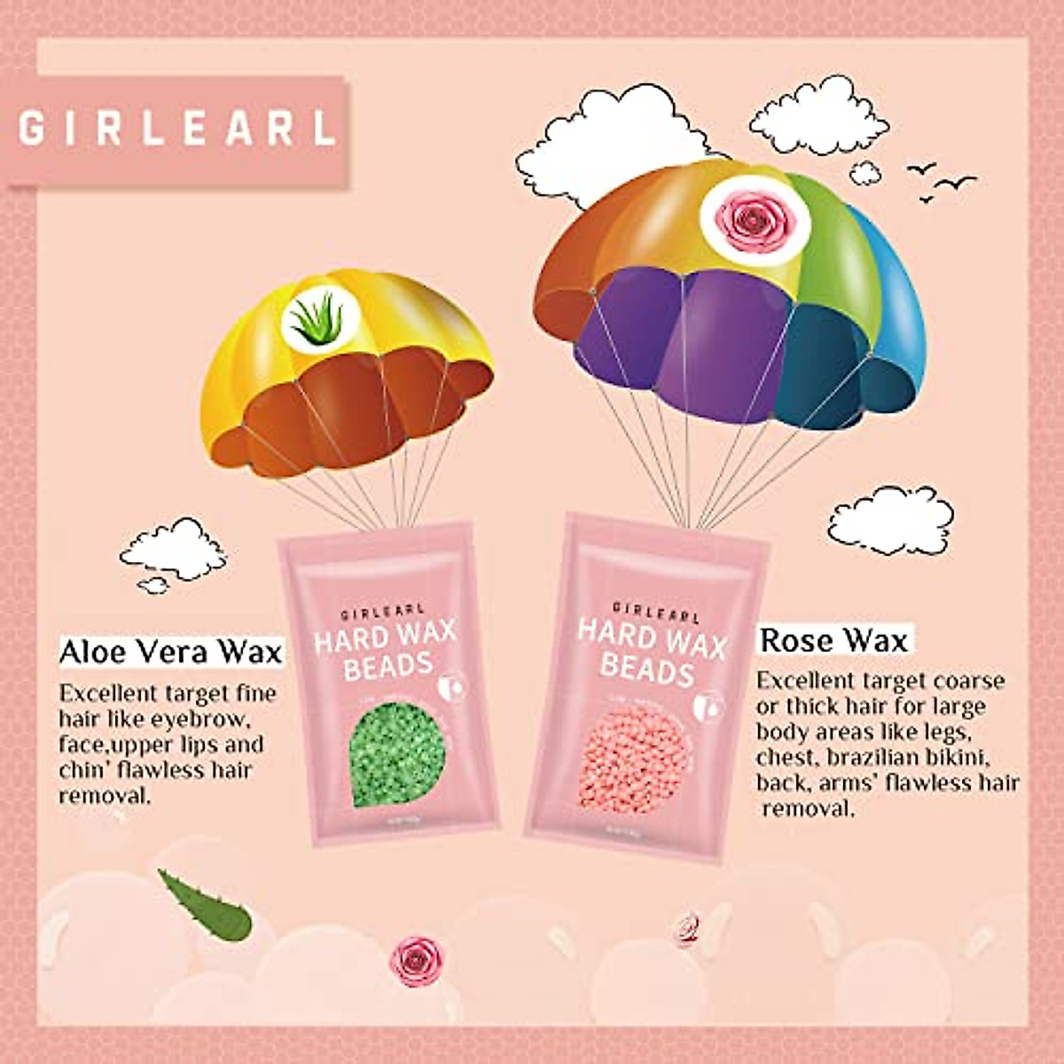 Waxing Kit for Women and Men, GIRLEARLE Wax Warmer Hair Removal at Home with Beads, Multiple Formulas Target Different Types of Sensitive Skin Body, Brazilian Bikini, Eyebrow, Facial