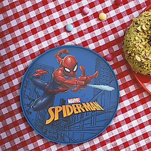 Zak Designs Marvel Spider Man Double-Sided Embossed Texture and 3 Sections Durable Material is BPA Free and Perfect for Kids (9", Set of 2), 9 inches, SpiderMan Classic PP Flip-It Plate 2pc (SPCE-1390)