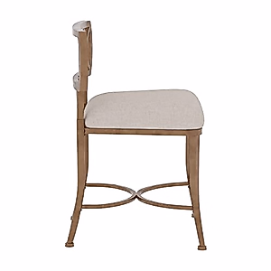 Hillsdale, Canal Street Metal Vanity Stool with Interlocking Oval Back Design for Makeup Room or Bathroom, Golden Bronze