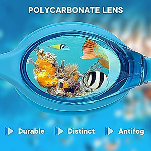 SILWARE Classic Swim Goggles, Colorful Silicone Swimming Goggles, Anti-Fog & Anti-UV, for Adult & Youth, with Waterproof Bag (Blue)