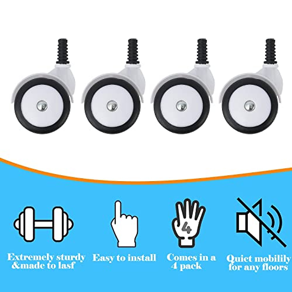 Baby Walker Wheels Replacement, Set of 4, Baby Walker Accessories, Plastic Rubber Wheels Casters, Universal Wheels (F-Black)