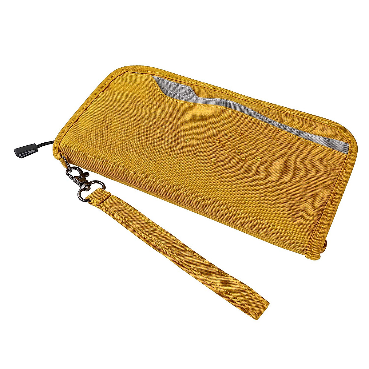 ZOPPEN Passport Holder Family Women/Men, Travel Wallet RFID Passport Wallet Travel Essentials Documents Organizer Zipper Case with Removable Wristlet Strap, Yellow