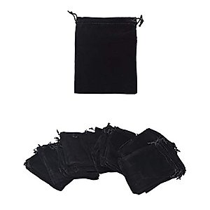 Mandala Crafts Velvet Drawstring Bags 2x3 for Velvet Gift Bags - Black Velvet Bags with Drawstrings 2x3 Inch - 100 PCs Velvet Pouches for Velvet Jewelry Bags