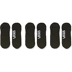 Vans No Show 3 Pairs Men's Black With White Off The Wall Socks, 9.5-13