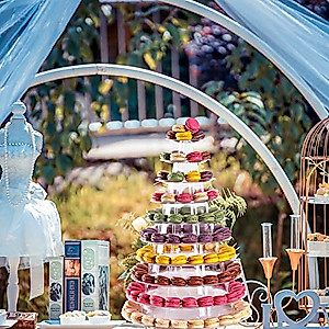 HQCHOOSE Macaron Tower Stand 10 Tier 4" - 13" Transparent Plastic Round Macaron Tower Display Stand Cupcake Cake Holder Rack Platter to Hold 230 Macarons for Wedding Birthday Party Decor