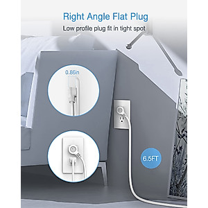 Surge Protector Power Strip with 3 USB, TESSAN Flat Plug Dorm Extension Cord with Multiple Outlets, Mountable 8 Widely Spaced Outlets, 1050J Protection, 6.5 Feet Desk Charging Station for Office