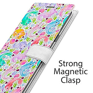 Wallet Phone Case Compatible with LG Velvet 5G G8 ThinQ G8X G7 V60 V50 V40 W30 W10 K61 Shockproof Cute Cartoon Ocean Folio Cover PU Leather Protective Kawaii Axolotls Magnetic Colorful Card Holder