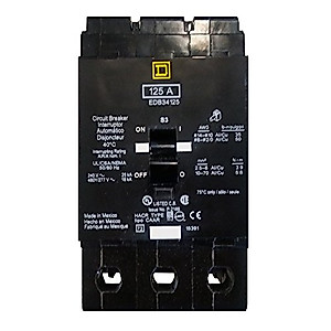 SCHNEIDER ELECTRIC 480Y/277-VOLT 125-AMP EDB34125 Miniature Circuit Breaker 480Y/277V 125A, Black