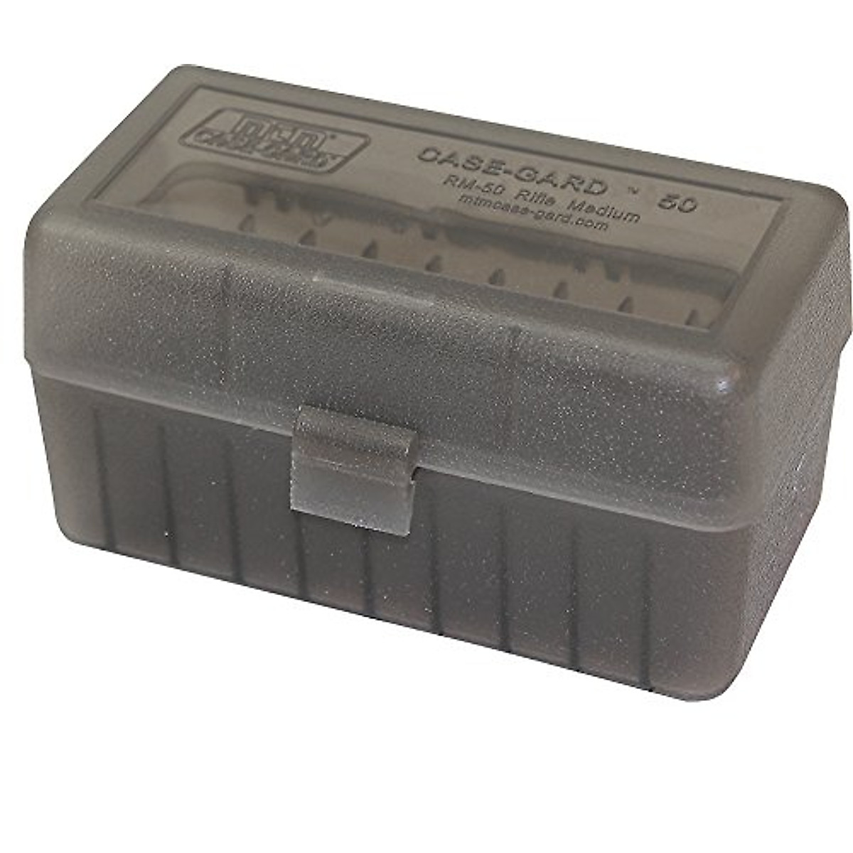 MTM 50 Round Flip-Top Rifle Ammo Box 220 Swift 243 308 Win, Gray