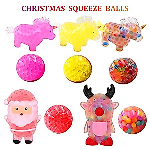 Cenmeytoy Unicorn Squishy Stress Balls Toy (5-Pack) for Girls, Boys, Adults, Gel Water Beads Balls Inside, Promote Anxiety and Stress Relief - Christmas Stocking Stuffers Gifts Party Favors