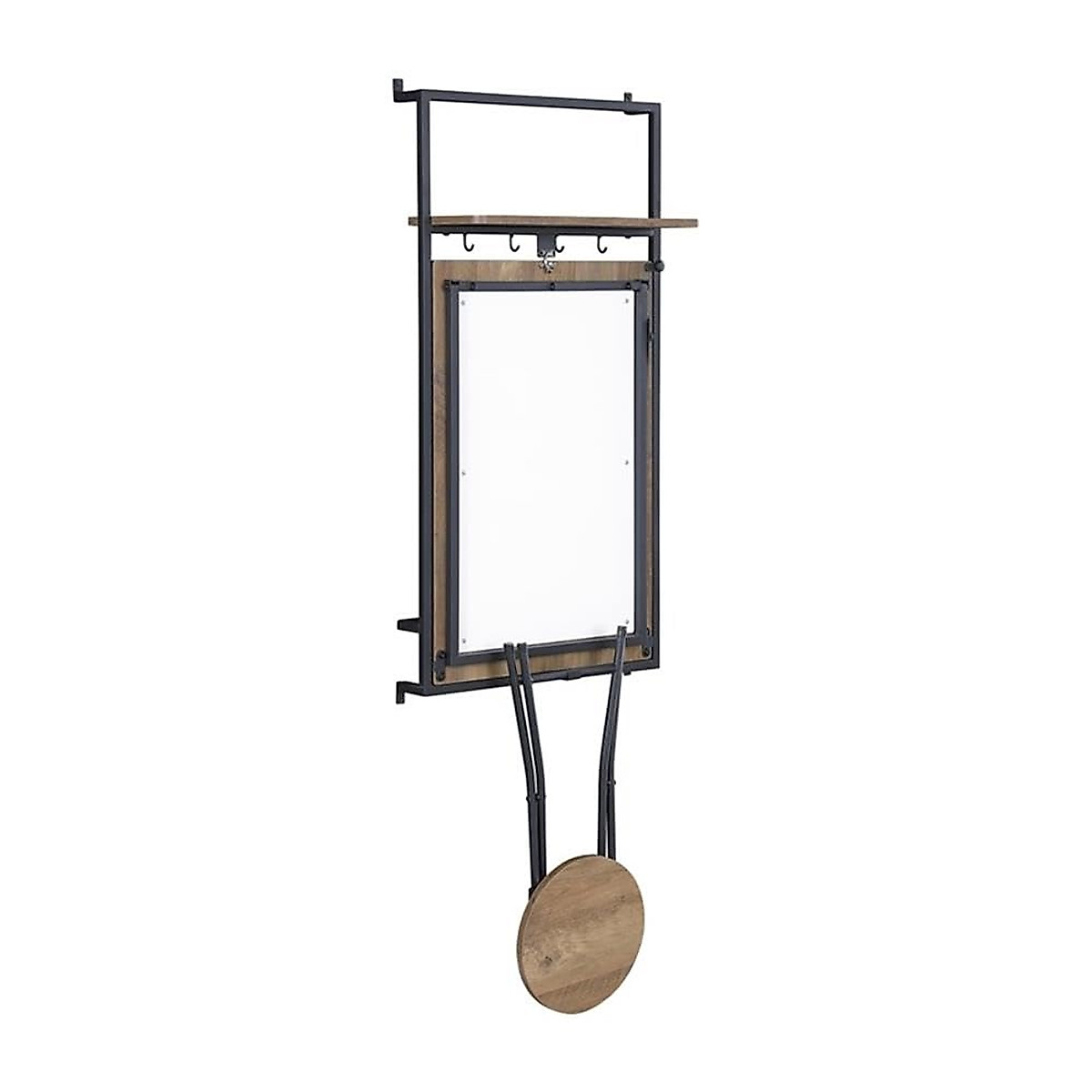 Coaster Home Furnishings Riley Foldable Wall Desk with Stool Rustic Oak and Sandy Black