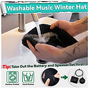 Wireless Bluetooth Beanie Hat Set - Winter Cap Music Hat with Speaker Headphones + Anti-Slip Touchscreen Gloves + Neck Warmer, Unique Christmas Tech Gifts for Men Women Teenager Boys Gamer Worker