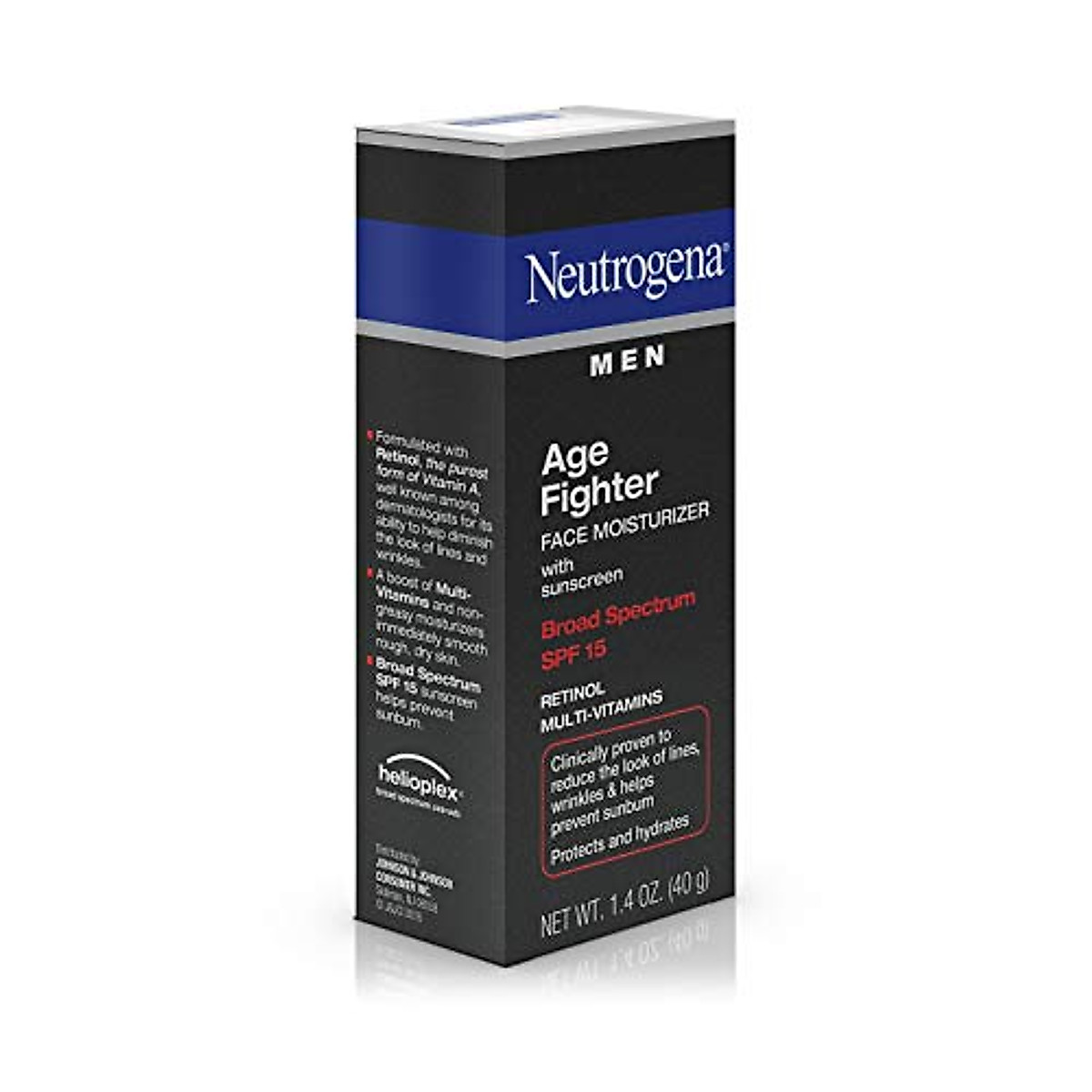 Neutrogena Age Fighter Anti-Wrinkle Retinol Moisturizer for Men, Daily Oil-Free Anti-Aging Face Lotion with Retinol, Multi-Vitamins, and Broad Spectrum SPF 15 Sunscreen, 1.4 oz