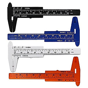 Qiningxia Portable Double Scale 80MM Plastic Eyebrow Measuring Vernier Caliper Caliper Ruler Plastic Permanent Makeup Measurement Tools, Black, Under 3 Inches