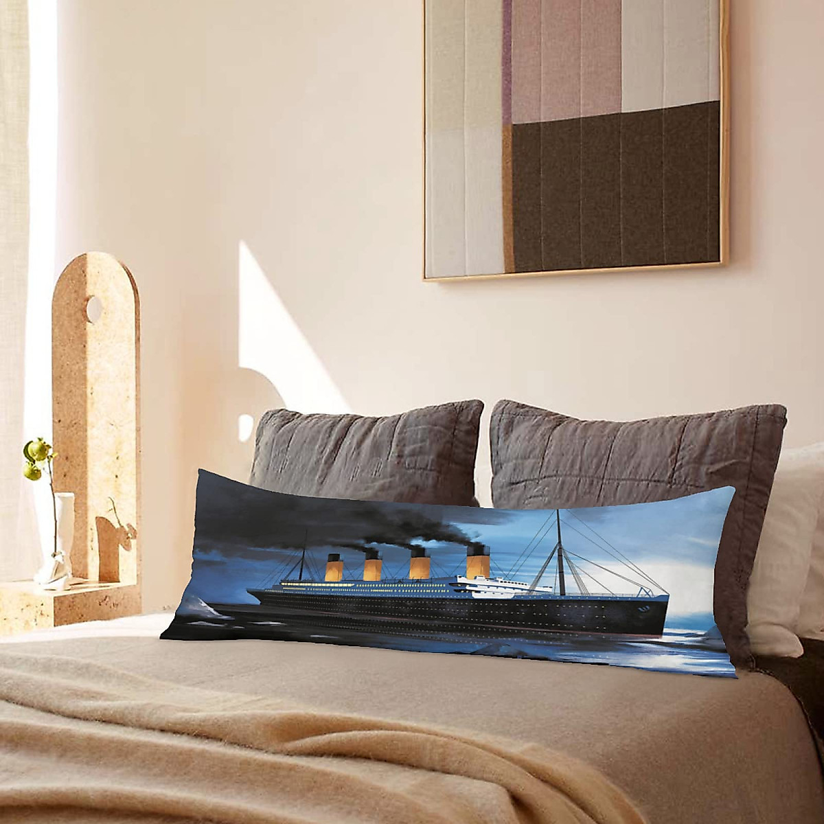 Long Pillow Covers Soft Cushion Body Pillow Cases Rectangle Decorative Throw Double Printed Pillowcase with Hidden Zipper Wrinkle Fade and Stain Resistant Breathable 20"x54"