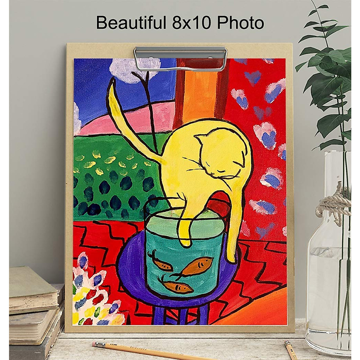 Cat Wall Decor - Boho Bohemian Decor - Matisse Poster - Cat Wall Art - Abstract Art - Mid Century Modern Wall Decor - Minimalist Wall Art - Aesthetic Room Decor - Cat Themed Gifts - Kitty Cat