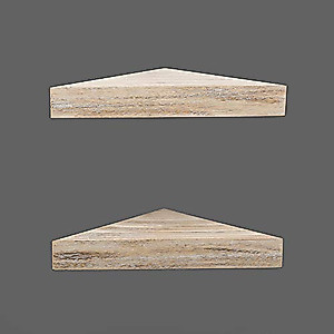 AHDECOR Rustic Wood Corner Wall Shelves, Wall Mounted Floating Corner Shelf for Home Décor, 2-Pack