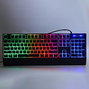 Goshyda Wired Gaming Keyboard,PC 104 Keys Mechanical Keyboard Durable USB Gaming Keyboard with Colorful Backlight,for Computer Notebook