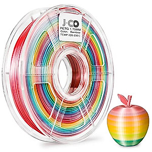 J-CD 3D Printing PETG Filament, Rainbow Multi Color Gradient, Dimensional Accuracy +/- 0.02 mm, 600G (1.3lbs ) Spool, 1.75 mm