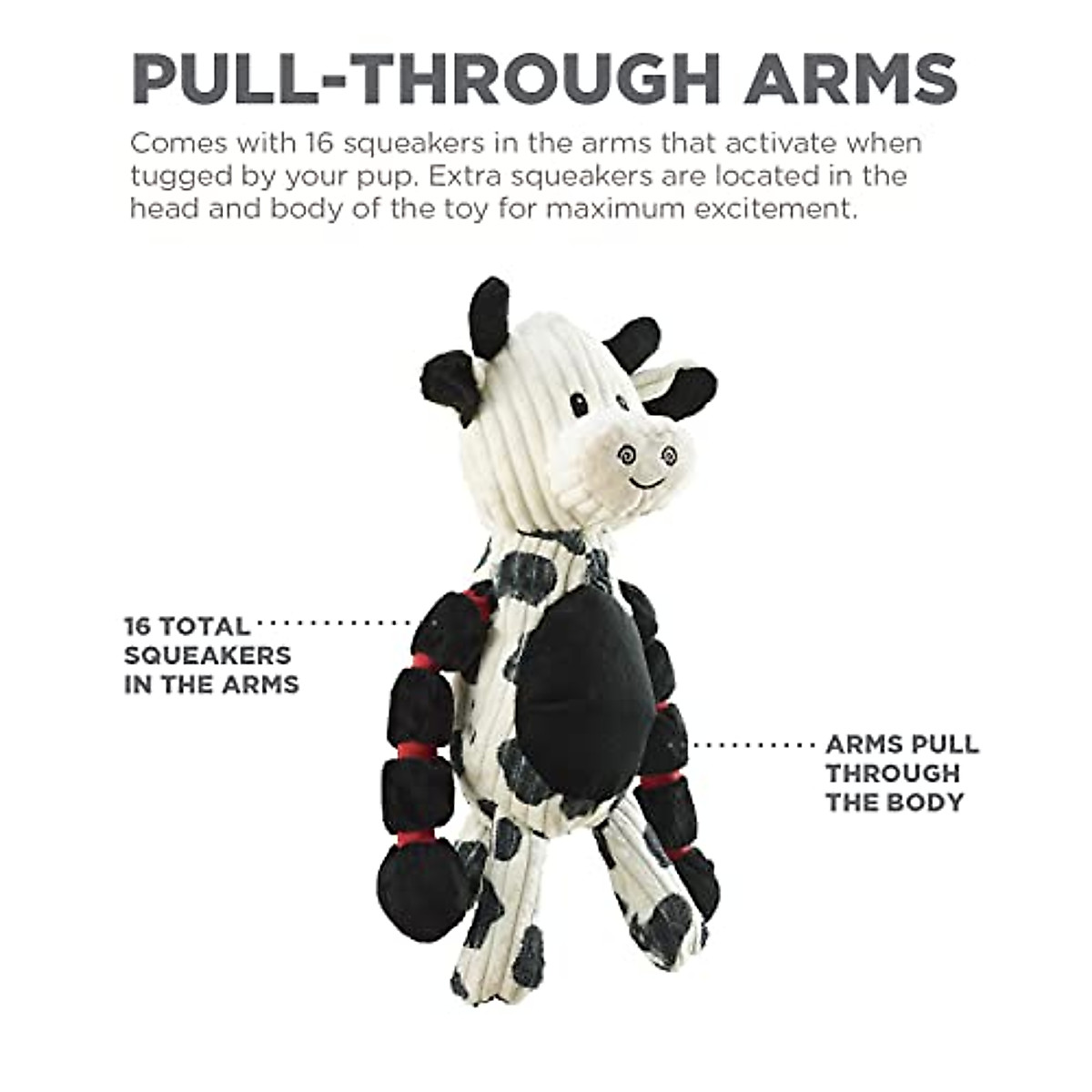 Outward Hound Thunda Tugga Cow Plush & Squeaky Dog Tug Toy